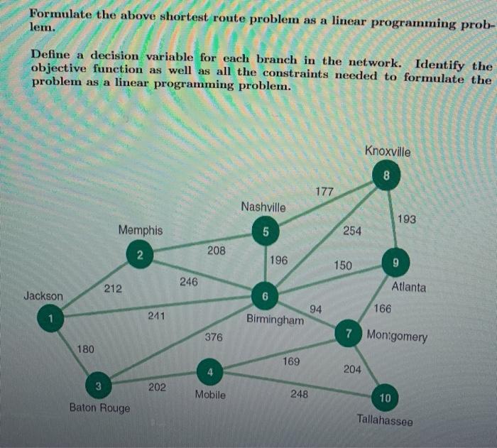 Solved Formulate the above shortest route problem as a | Chegg.com