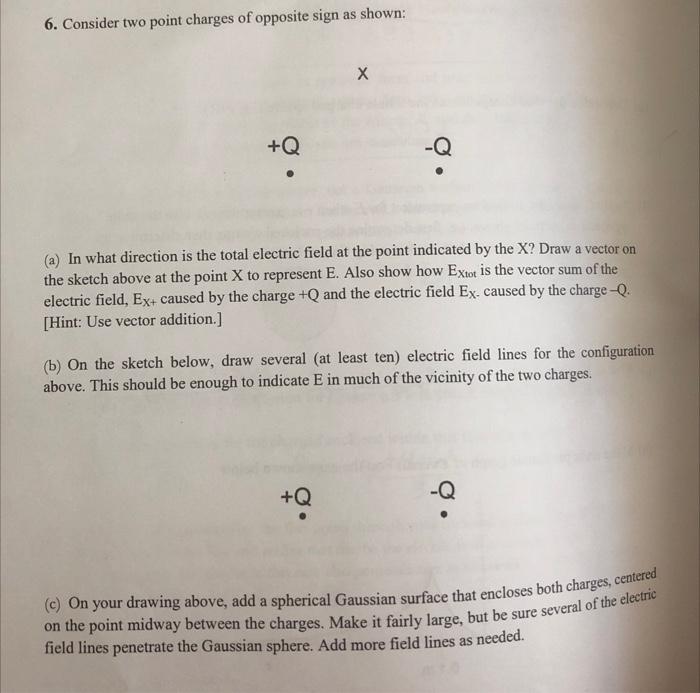 Solved 6. Consider two point charges of opposite sign as | Chegg.com