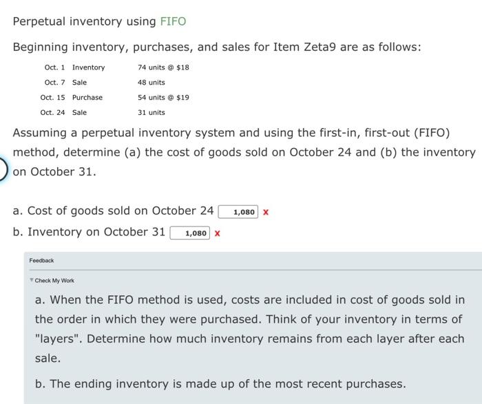 Solved Perpetual inventory using FIFO Beginning inventory, | Chegg.com