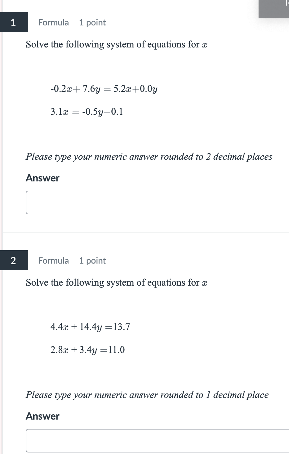 Solved Solve the following system of ﻿equations for | Chegg.com