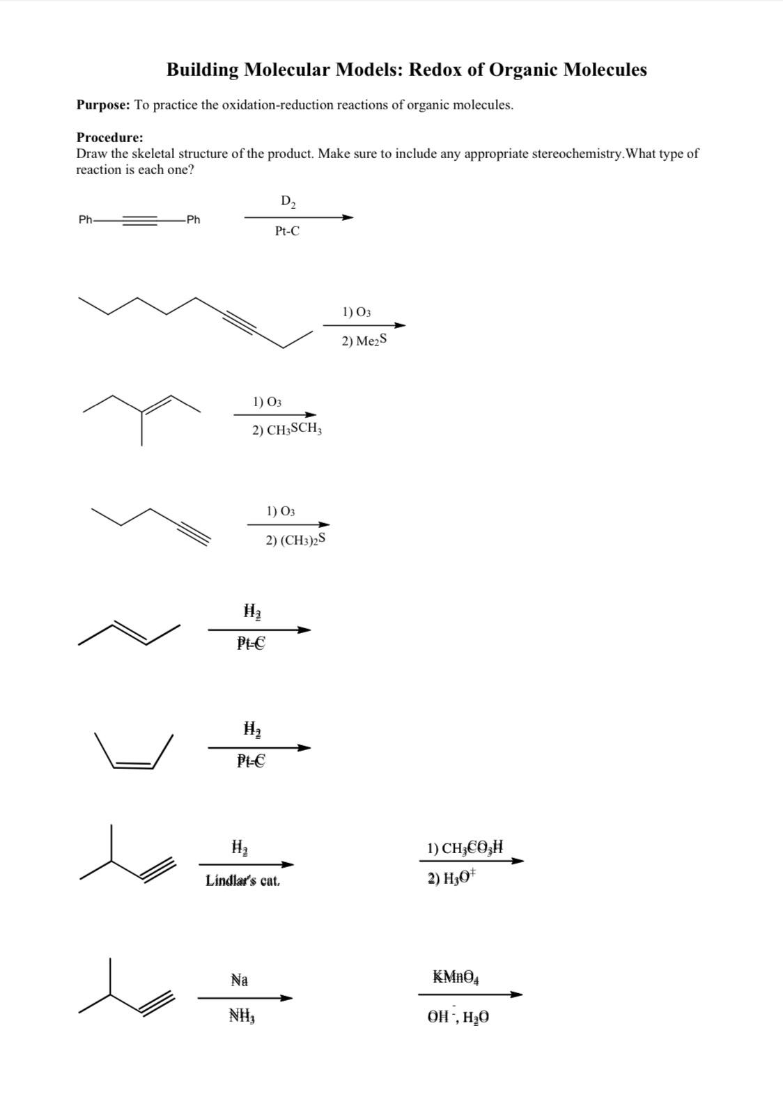 Building Molecular Models: Redox of Organic | Chegg.com