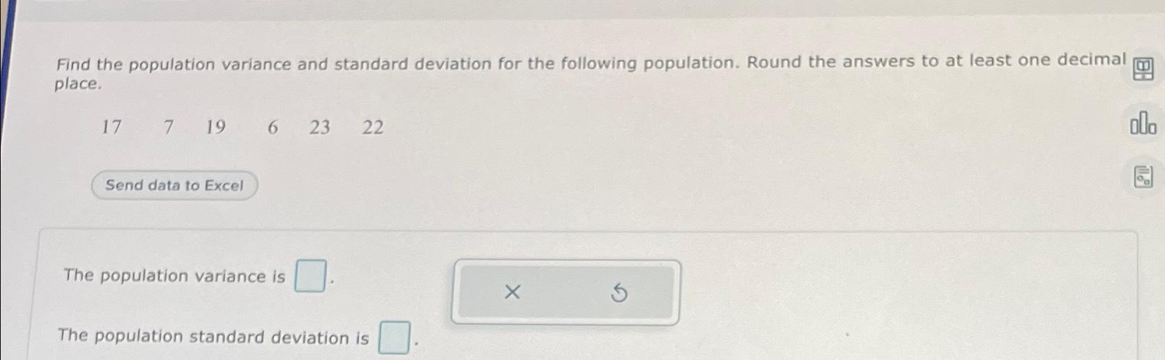 Solved Find the population variance and standard deviation | Chegg.com