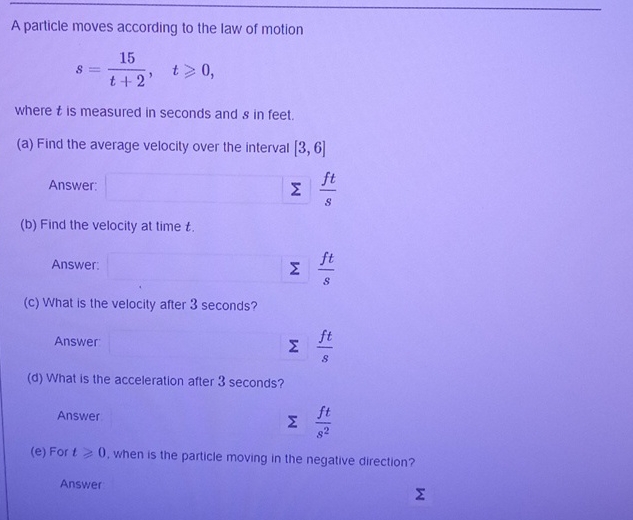 Solved A particle moves according to the law of | Chegg.com