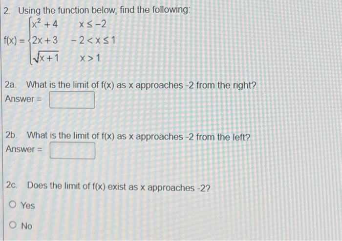 Solved 2. Using the function below, find the following: | Chegg.com