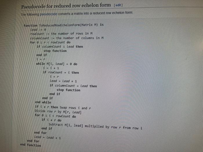 Solved Use Python To Write A Program To Compute Rref Of A