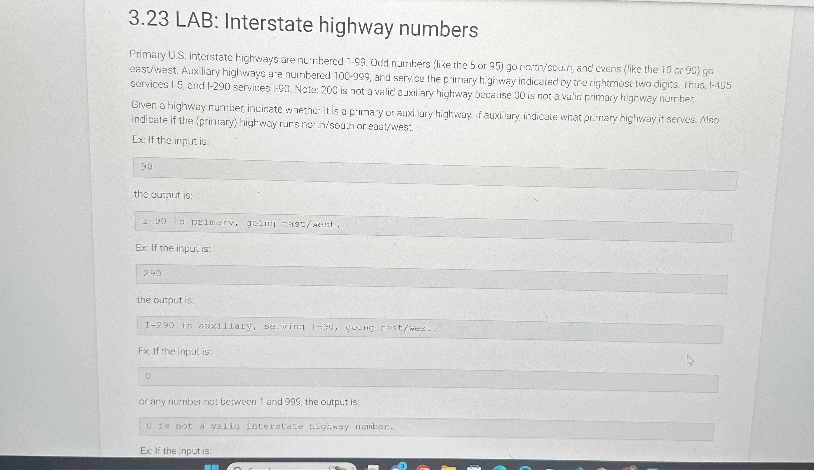 Solved 3.23 ﻿LAB: Interstate highway numbersPrimary U.S. | Chegg.com