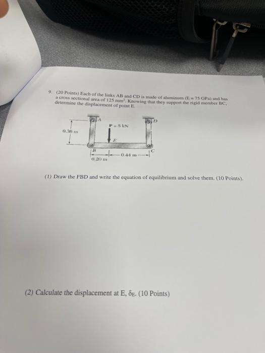 Solved 9. (20 Points) Each of the links AB and CD is made of | Chegg.com