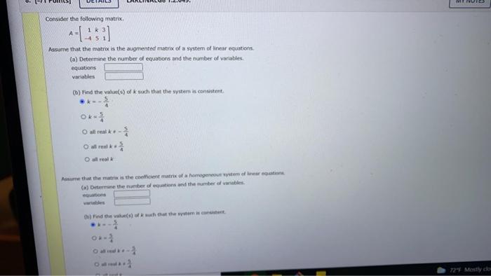 Solved Consider the following matrix -=[451] Assume that the | Chegg.com