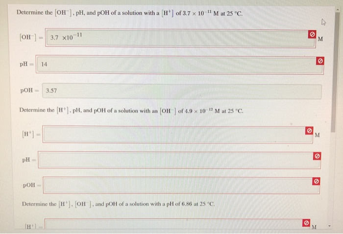 Solved Determine the OH").pH, and pOH of a solution with a H | Chegg.com