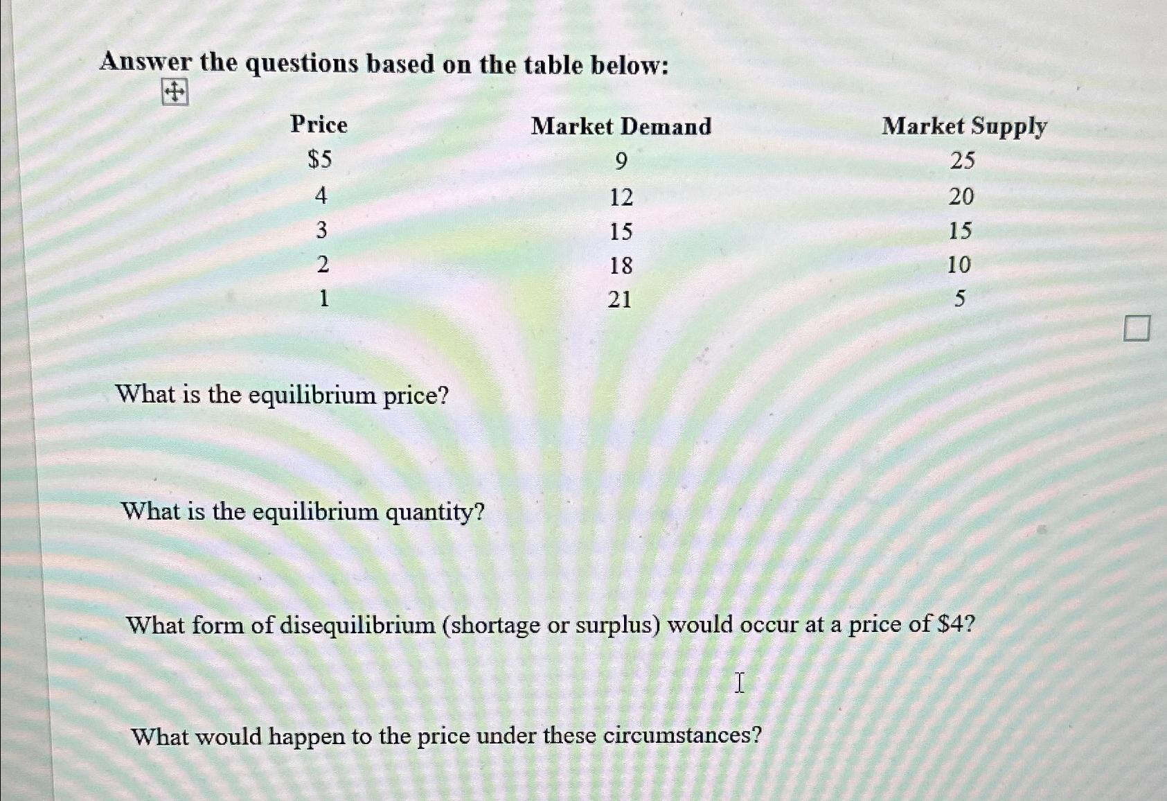 Solved Answer the questions based on the table | Chegg.com