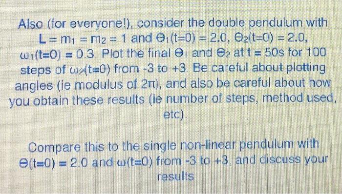Double pendulum, write the code in python to solve | Chegg.com