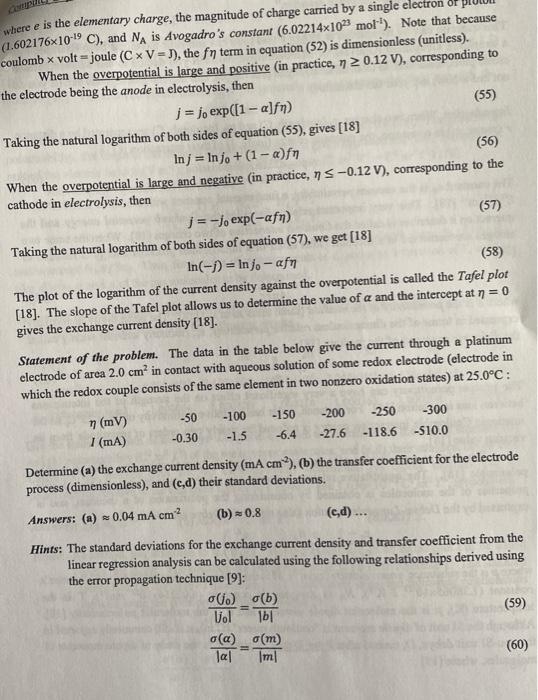 Solved Exercise 2. "The Tafel plot" This exercise can be | Chegg.com