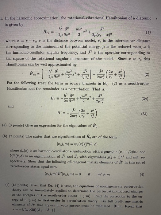Solved - μω? 12 + 248_2 1. In the harmonic approximation, | Chegg.com