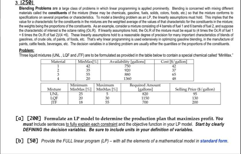 Solved Blending Problems are a large class of problems in | Chegg.com