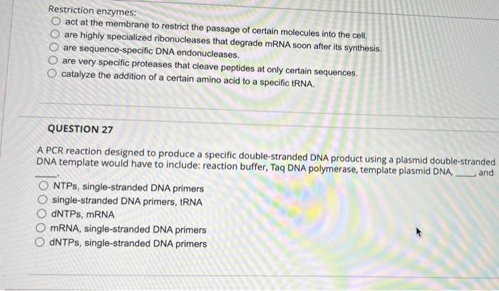 Solved Restriction enzymes: act at the membrane to restrict | Chegg.com