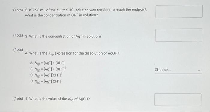 Solved (2pts) Determination of a Solubility Product Constant | Chegg.com