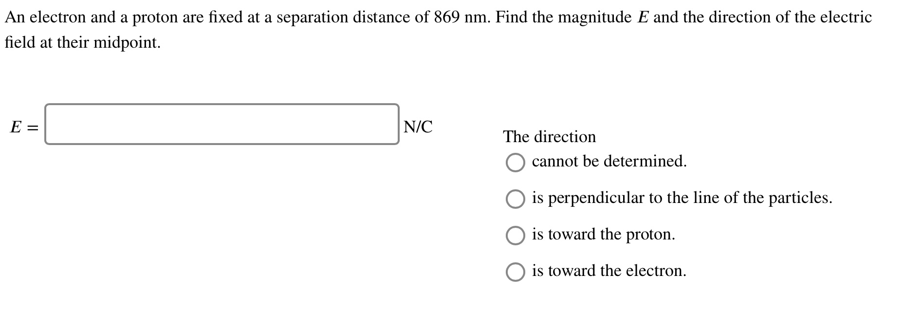 Solved An electron and a proton are fixed at a separation | Chegg.com