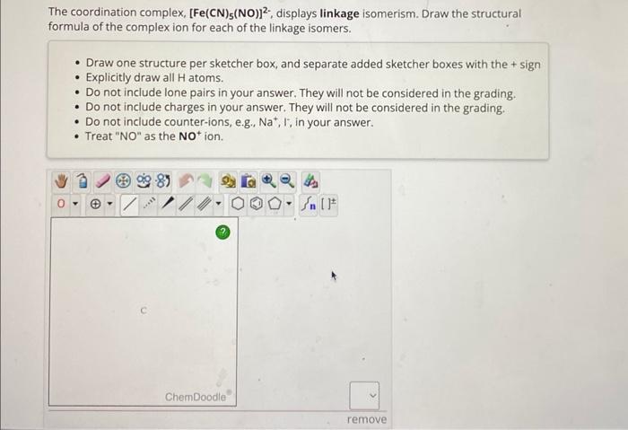 Solved The coordination complex, [Fe(CN)5(NO)]2; displays | Chegg.com