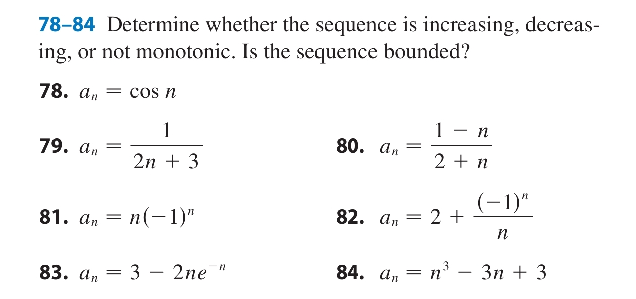 Solved 78-84 ﻿Determine whether the sequence is increasing, | Chegg.com