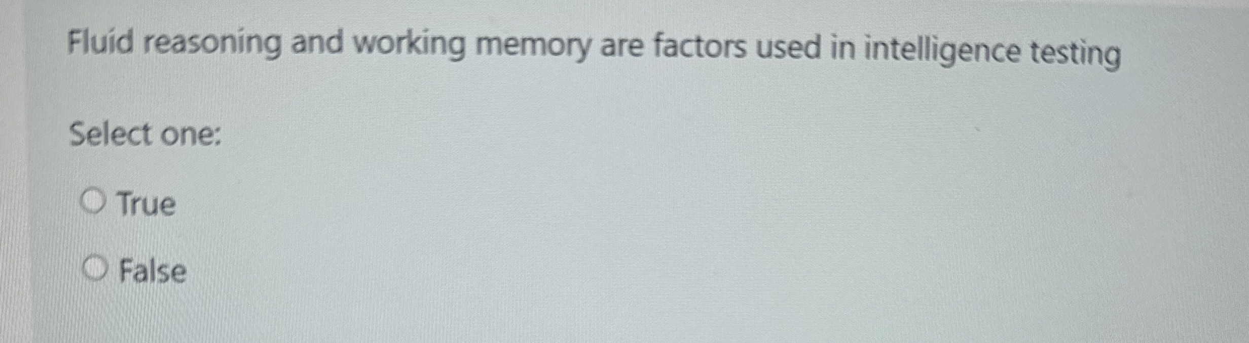 Solved Fluid reasoning and working memory are factors used | Chegg.com