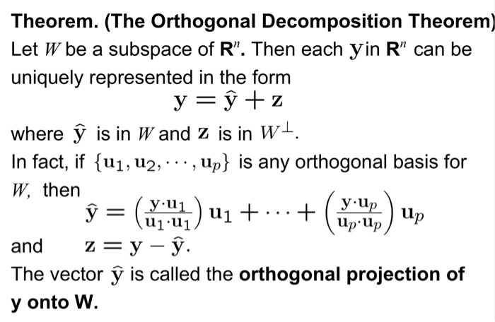 Solved 2. Let us explore the Orthogonal Decomposition | Chegg.com