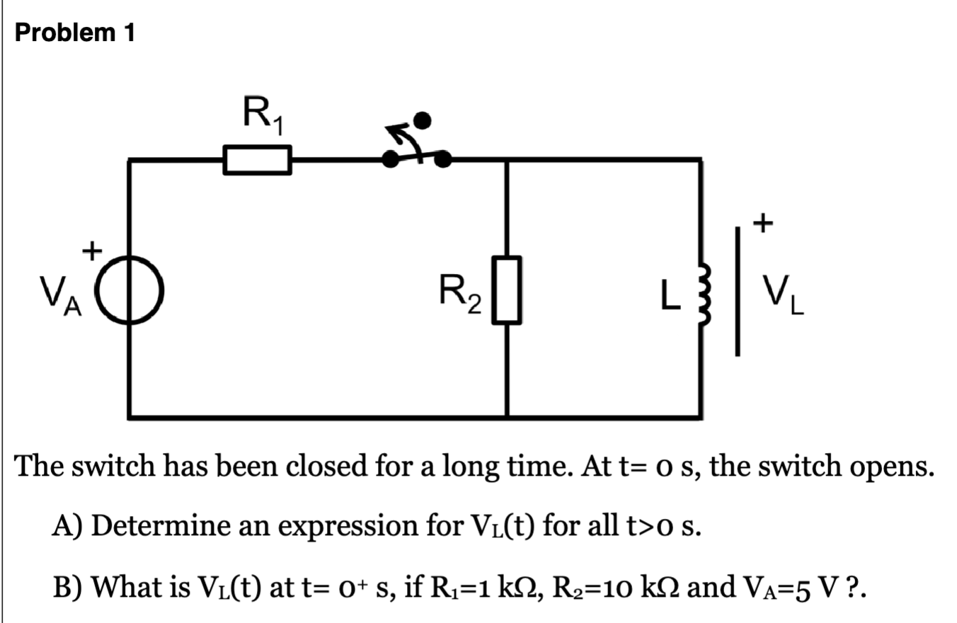 Solved Problem 1The switch has been closed for a long time. | Chegg.com