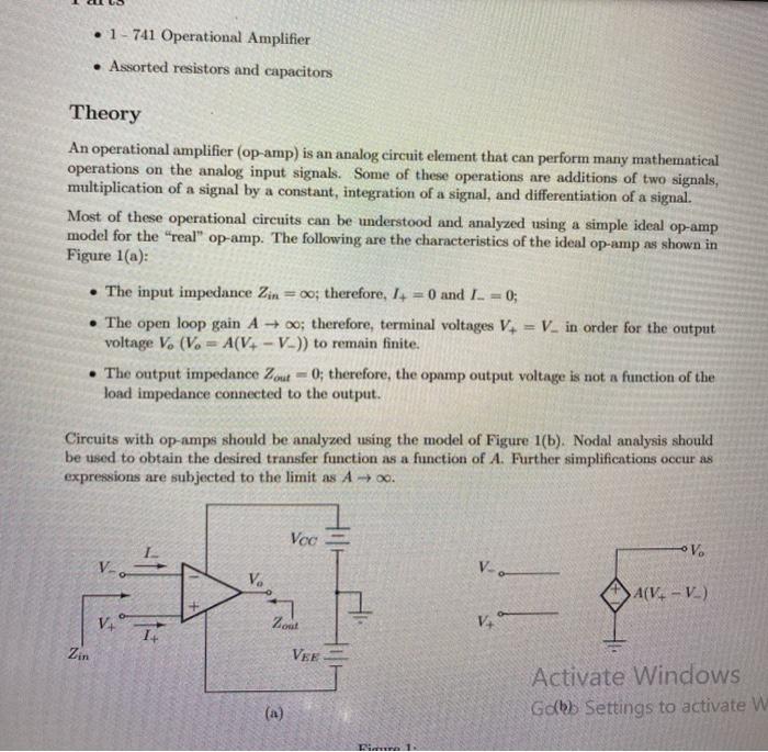 Solved 741 Op Amp Terminals As with all IC's (integrated | Chegg.com