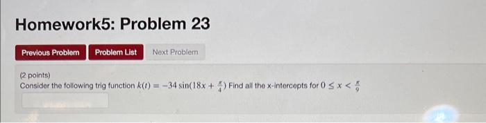 Solved (2 points) Consider the following trig function | Chegg.com