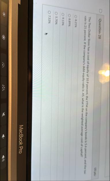 Solved Question 2810 ﻿ptsThe Two Dollar Store has a cost of | Chegg.com