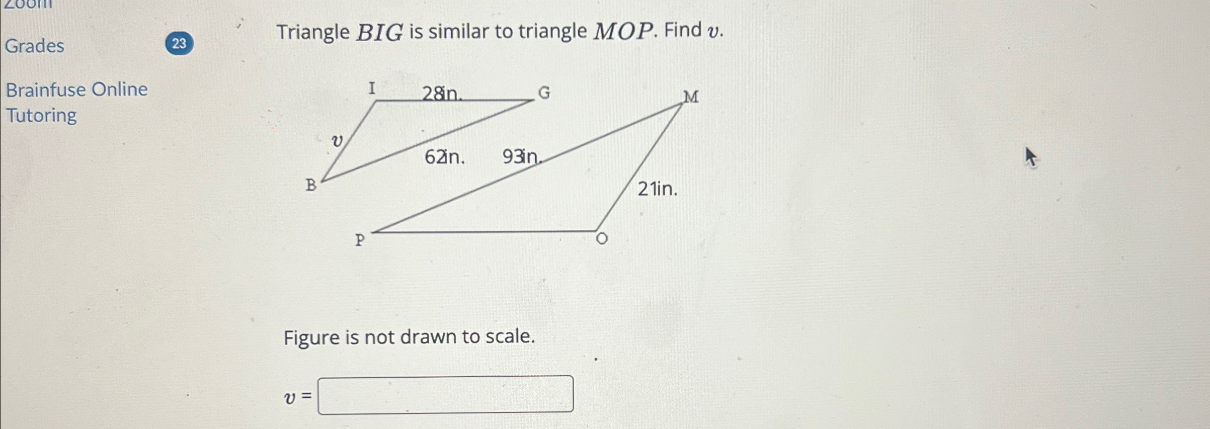 Solved GradesTriangle BIG is similar to triangle MOP. Find | Chegg.com
