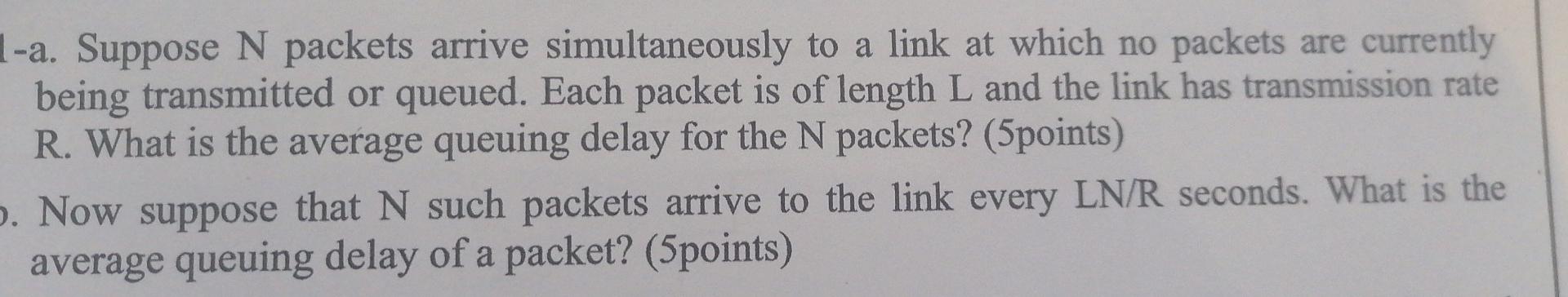 Solved 1-a. Suppose N packets arrive simultaneously to a | Chegg.com