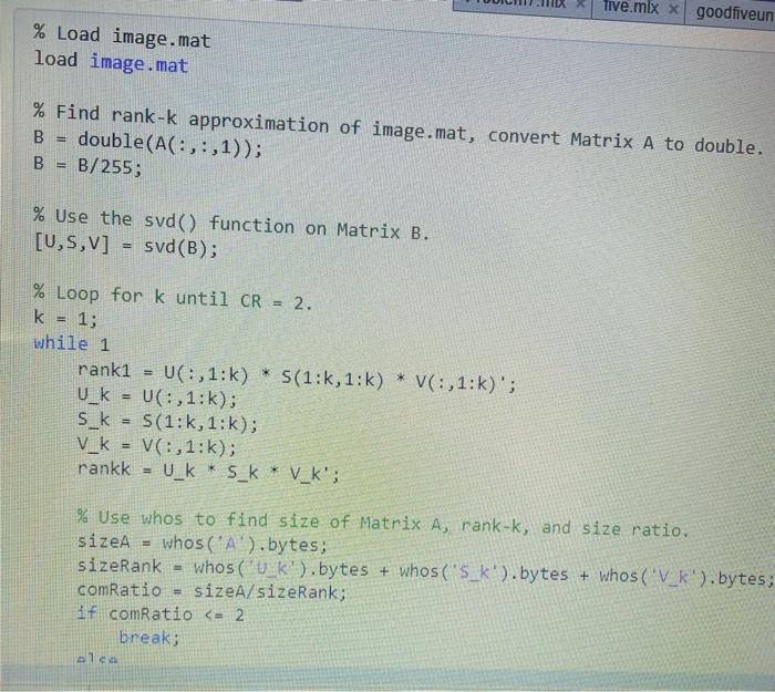 MATLAB.Please help me code the RMSE of the original | Chegg.com
