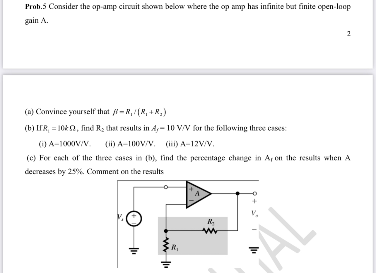 Solved Prob. 5 ﻿Consider the op-amp circuit shown below | Chegg.com
