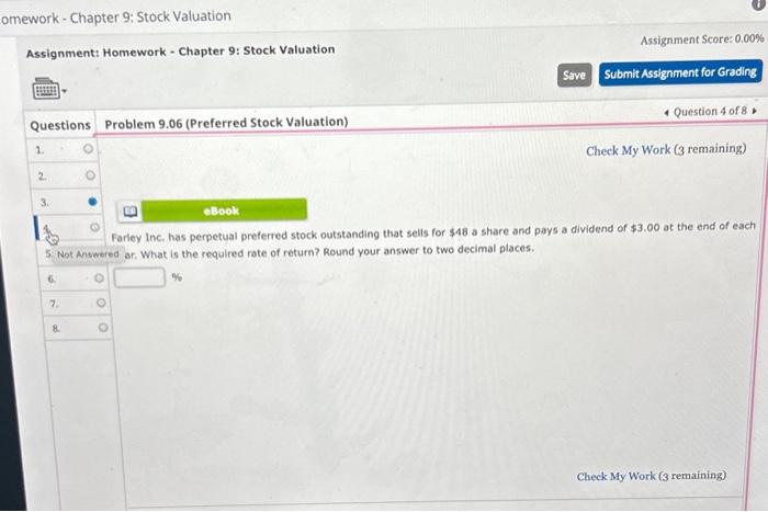 Solved Assignment: Homework - Chapter 9: Stock Valuation | Chegg.com