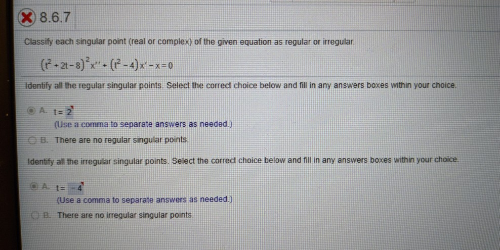 Solved PART A) identify all the regular singular points. | Chegg.com