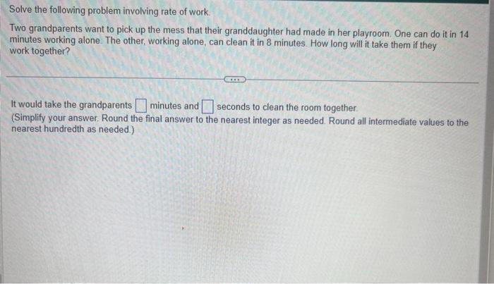 Solved Solve the following problem involving rate of work. | Chegg.com
