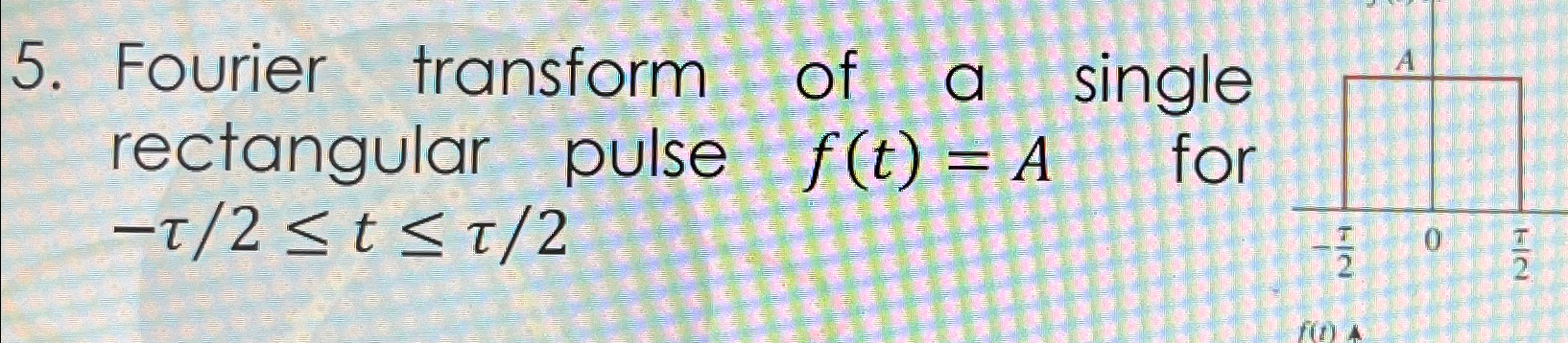 Solved Find the Fourier transform of a single rectangular | Chegg.com