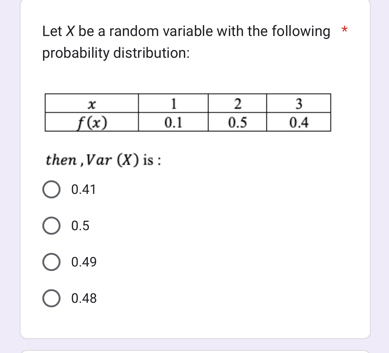 Solved Let x ﻿be a random variable with the following * | Chegg.com