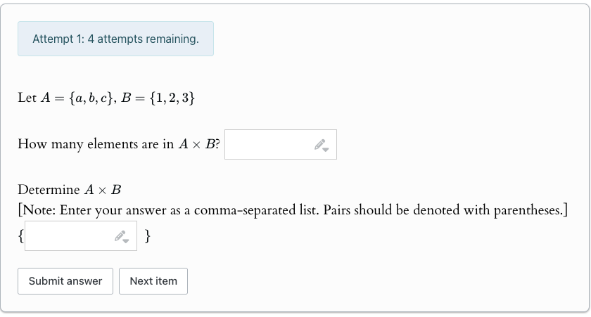 Solved Attempt 1: 4 ﻿attempts remaining.Let | Chegg.com