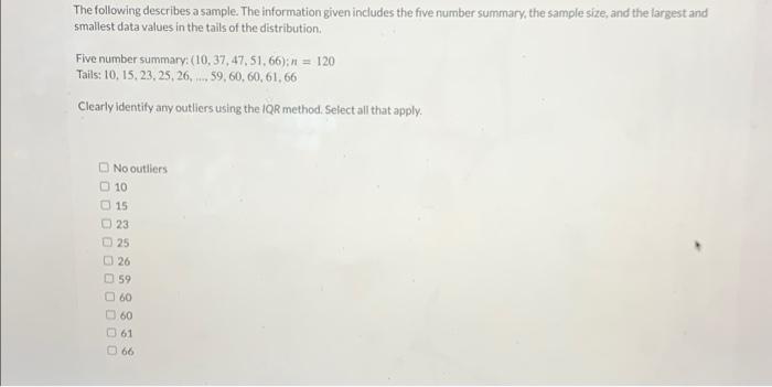 Solved The following describes a sample. The information | Chegg.com