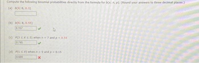 Solved Compute the following binomial probabilities directly | Chegg.com