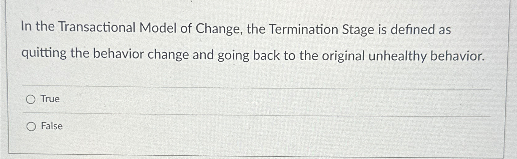 Solved In the Transactional Model of Change, the Termination | Chegg.com