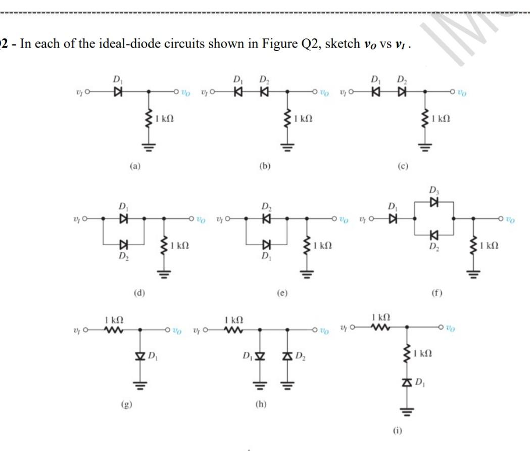 2 - In each of the ideal-diode circuits shown in | Chegg.com