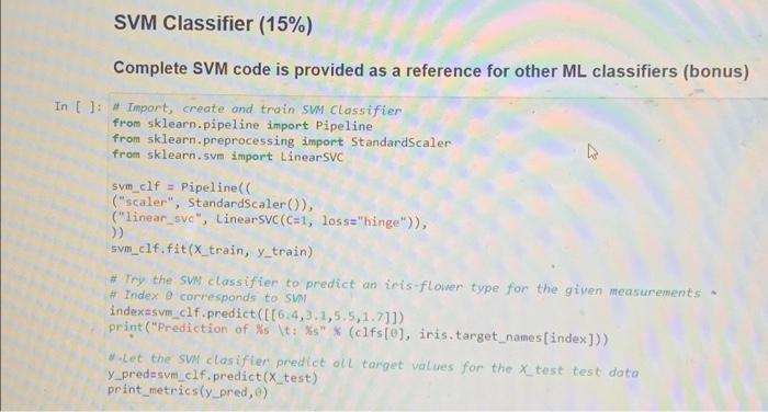 Solved using the SVM code attached as a template , fill out | Chegg.com