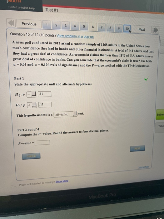 Solved MATH Hosted by ALEKS Corp Test #1 Previous 1 2 3 4 5 | Chegg.com