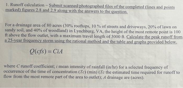 Solved 1. Runoff calculation - Submit scanned/photographed | Chegg.com