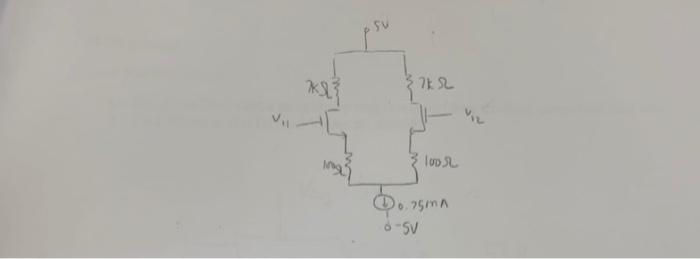 Solved P2 (10 points): Given a NMOS differential pair, V th | Chegg.com Solved P2 (10 points): Given a NMOS differential pair, V th | Chegg.com
