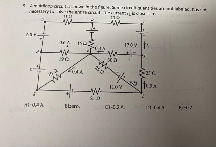 Solved 5. A multiloop circuit is shown in the figure. Some | Chegg.com