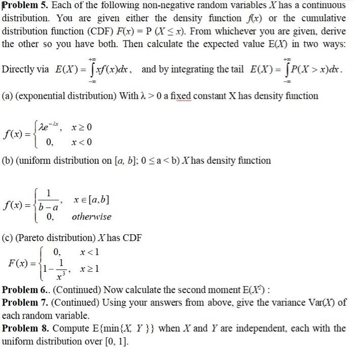 Solved Problem 5. Each of the following non-negative random | Chegg.com