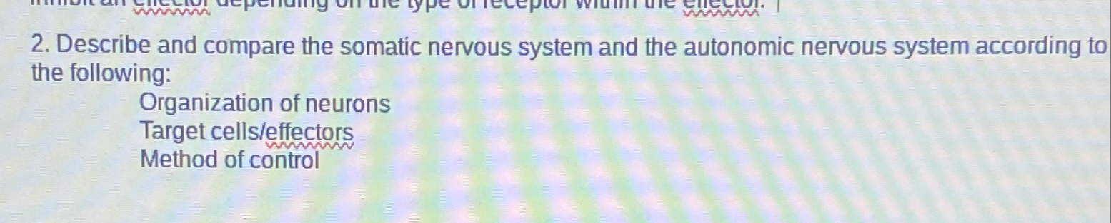 Solved Describe and compare the somatic nervous system and | Chegg.com